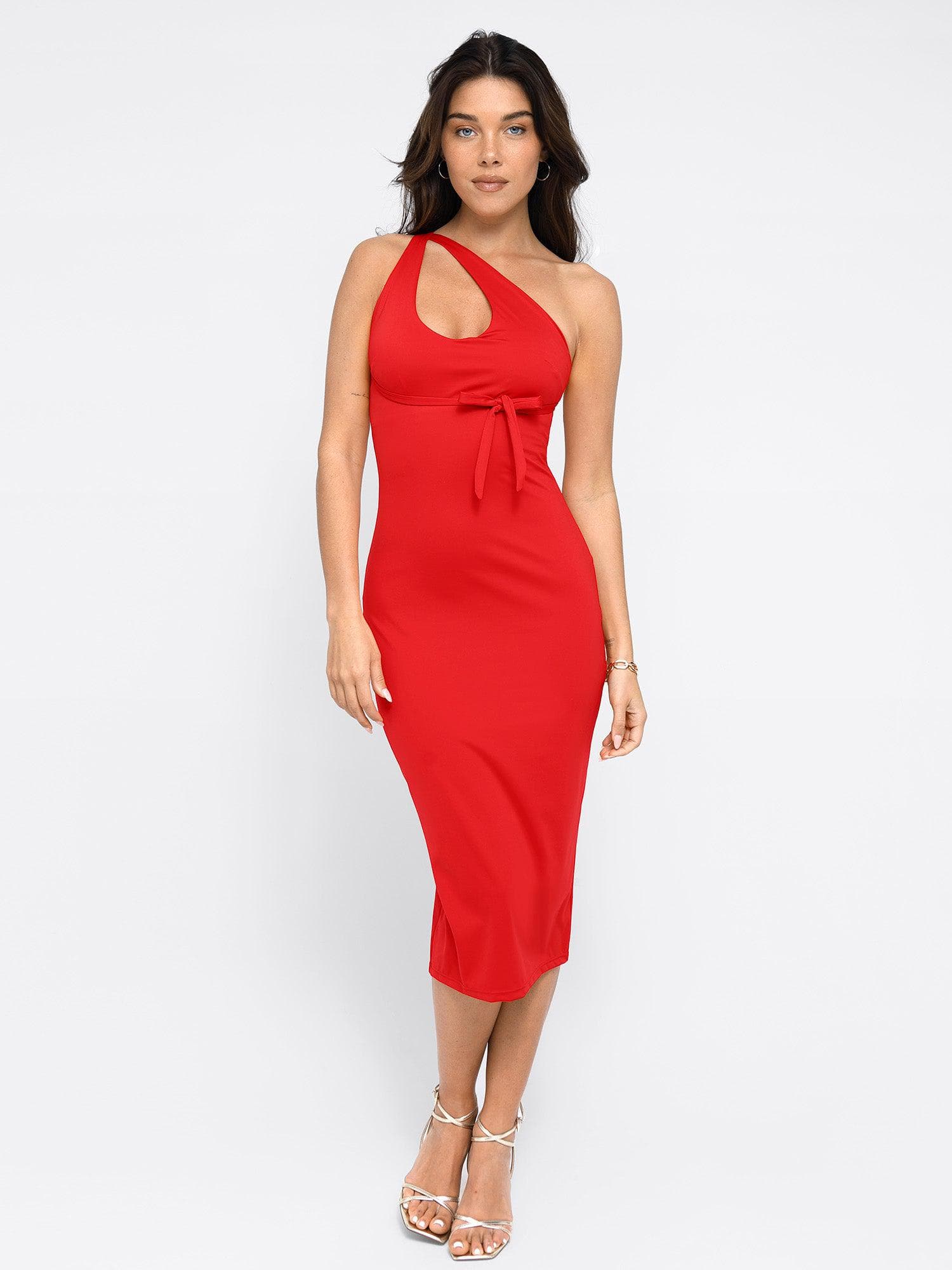 Built-In Shapewear Backless Halter Midi Dress | Popilush – Popilush®