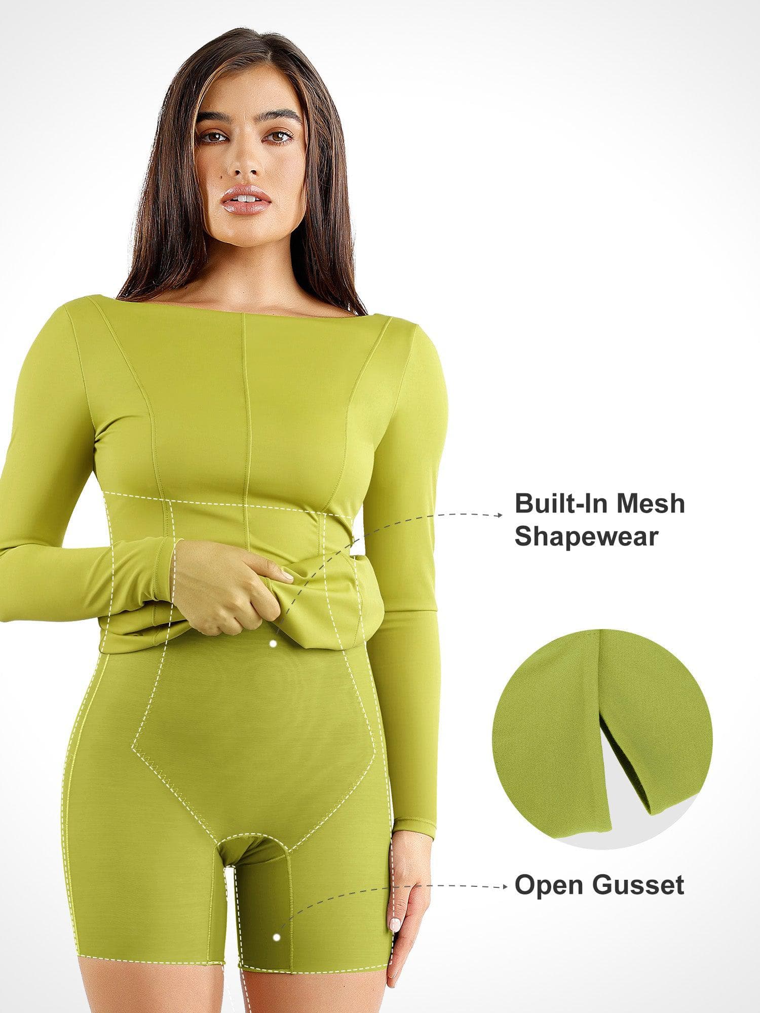 Shapewear Long Sleeve Boat Neck Sculpting Midi Dress – Popilush®