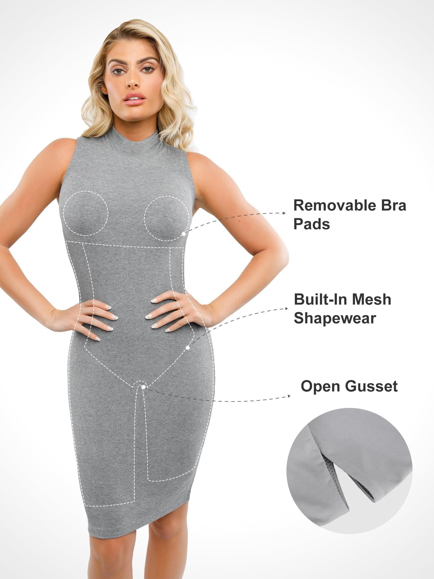 Shapewear Modal Sleeveless Mock Neck Slimming Midi Dress – Popilush®