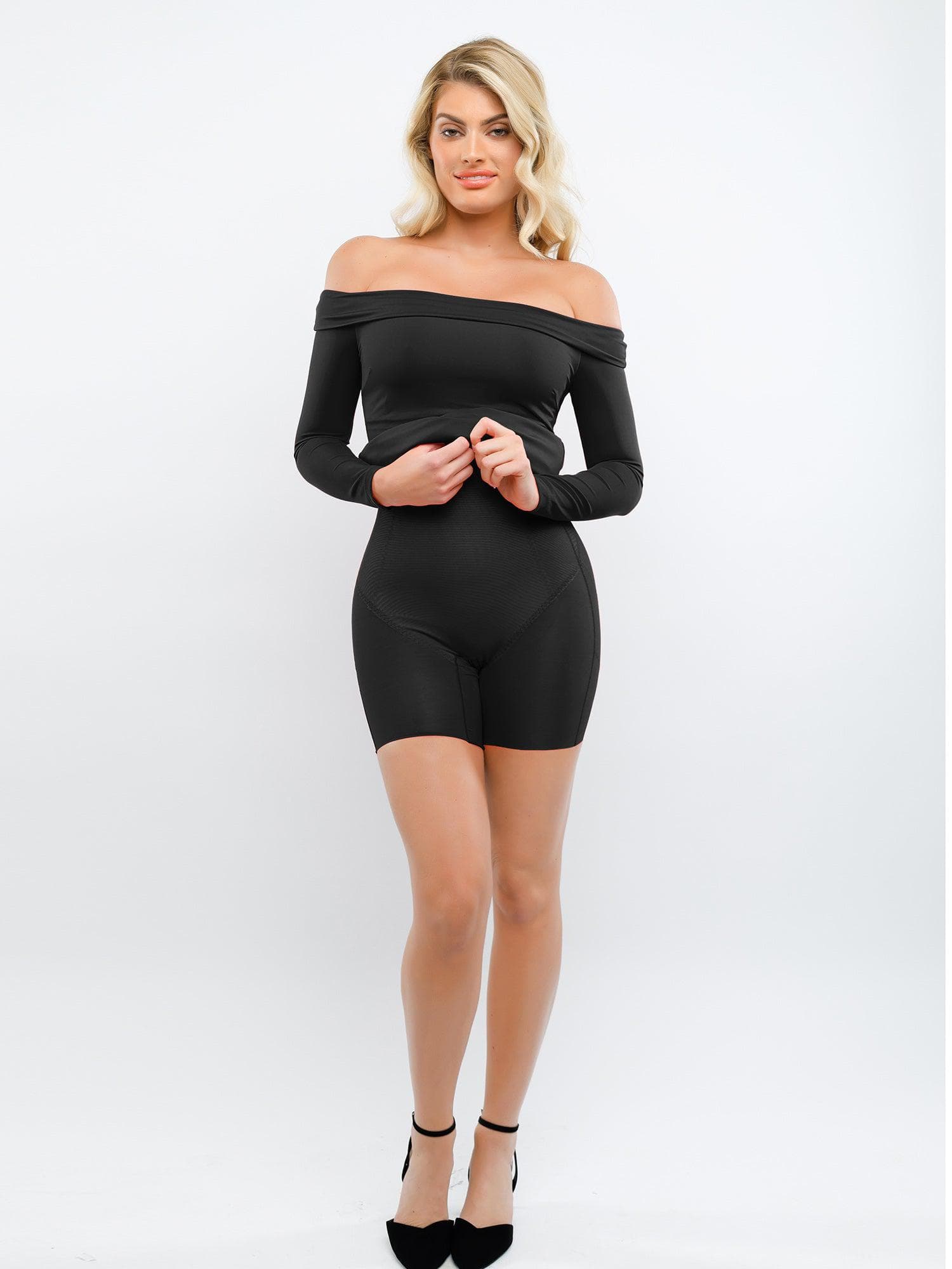 Shapewear Long Sleeve Off-the-Shoulder Bodycon Mini Dress – Popilush®
