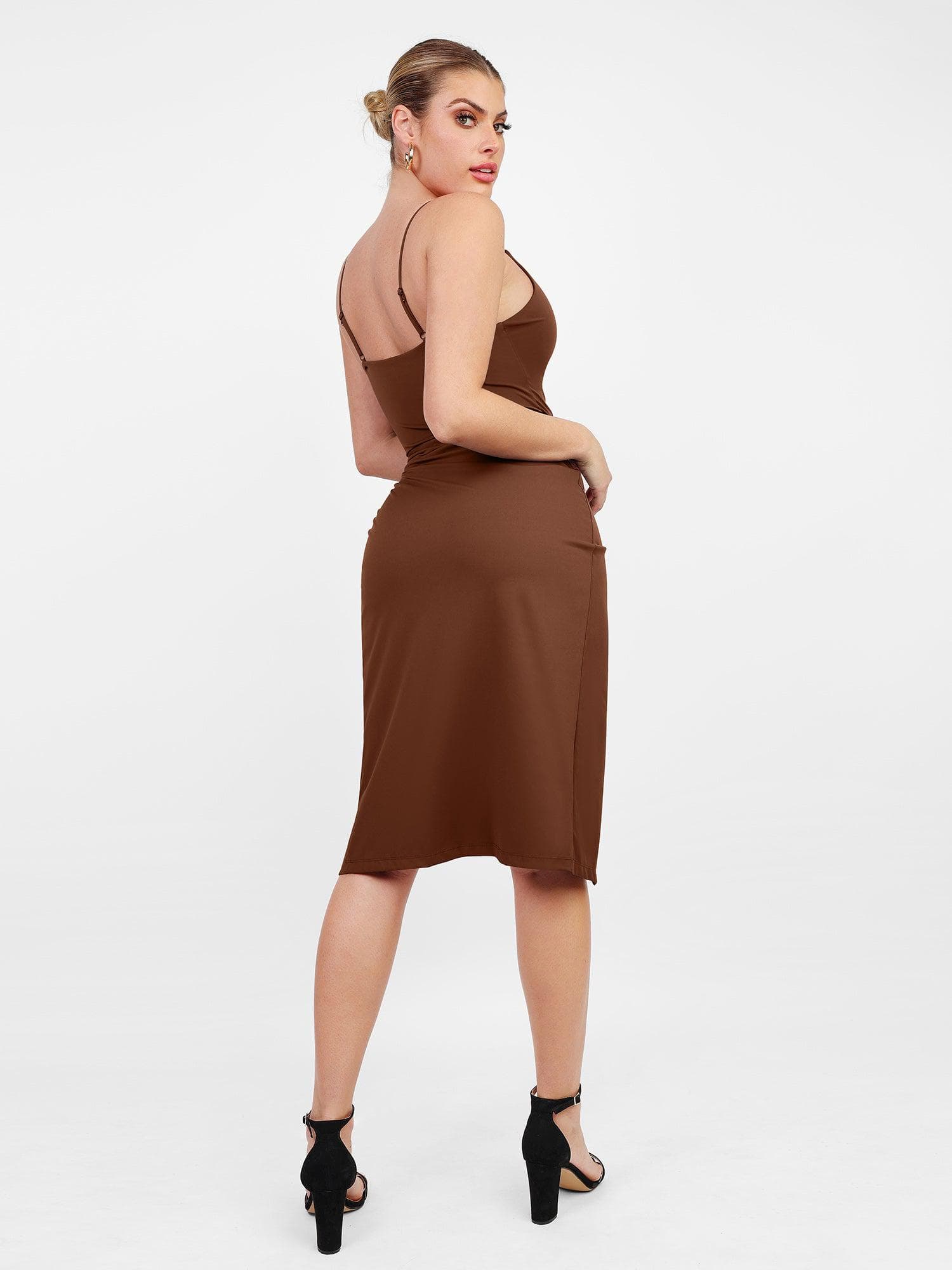 Built-in Shapewear Sexy V Neck Split Midi Dress | Popilush – Popilush®