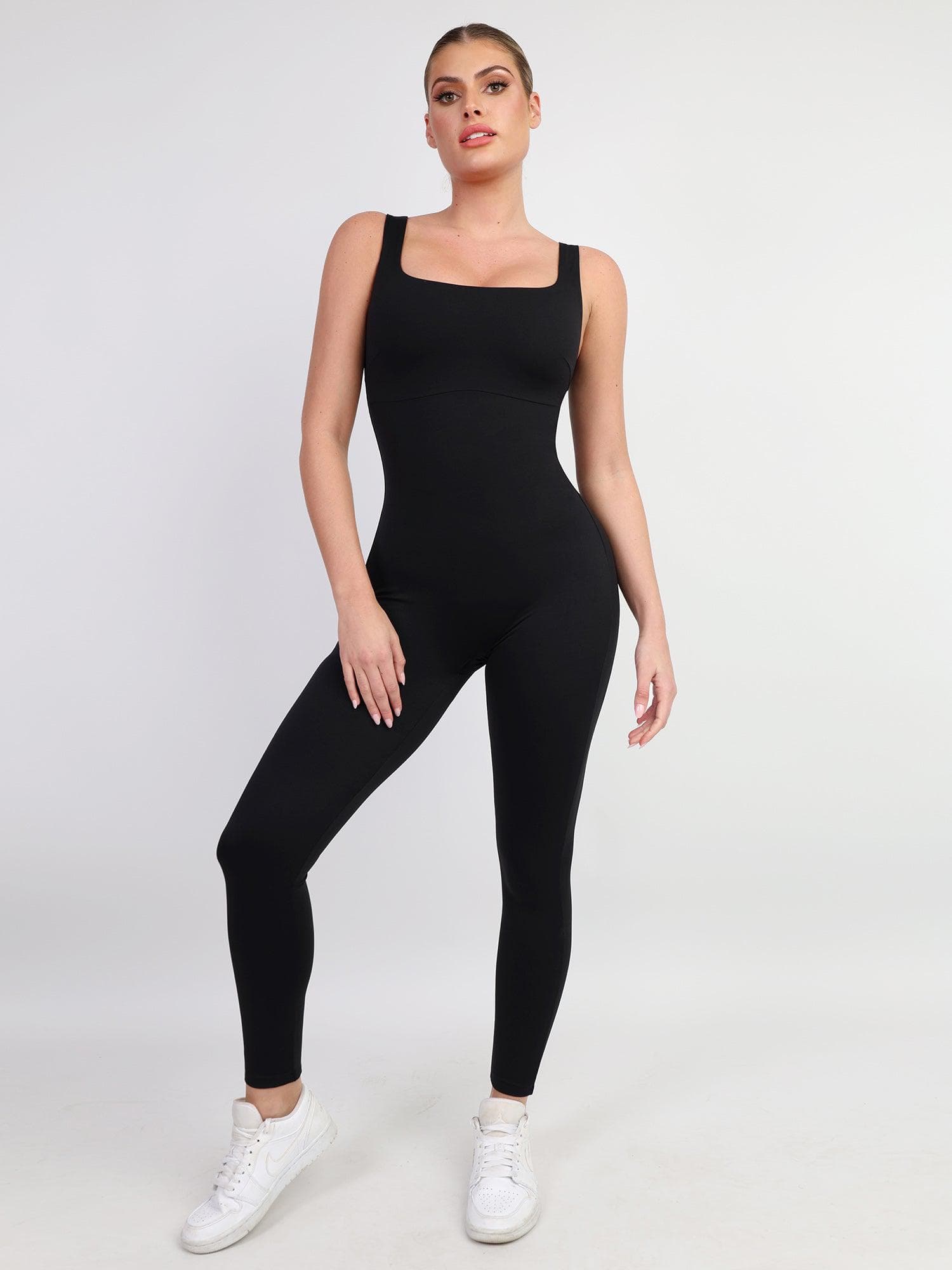Shapewear Square Neck Thigh Slimming Workout Jumpsuit – Popilush®