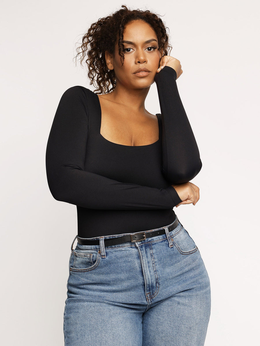 Shapewear Contour Long Sleeve Square Neck Bodysuit – Popilush®