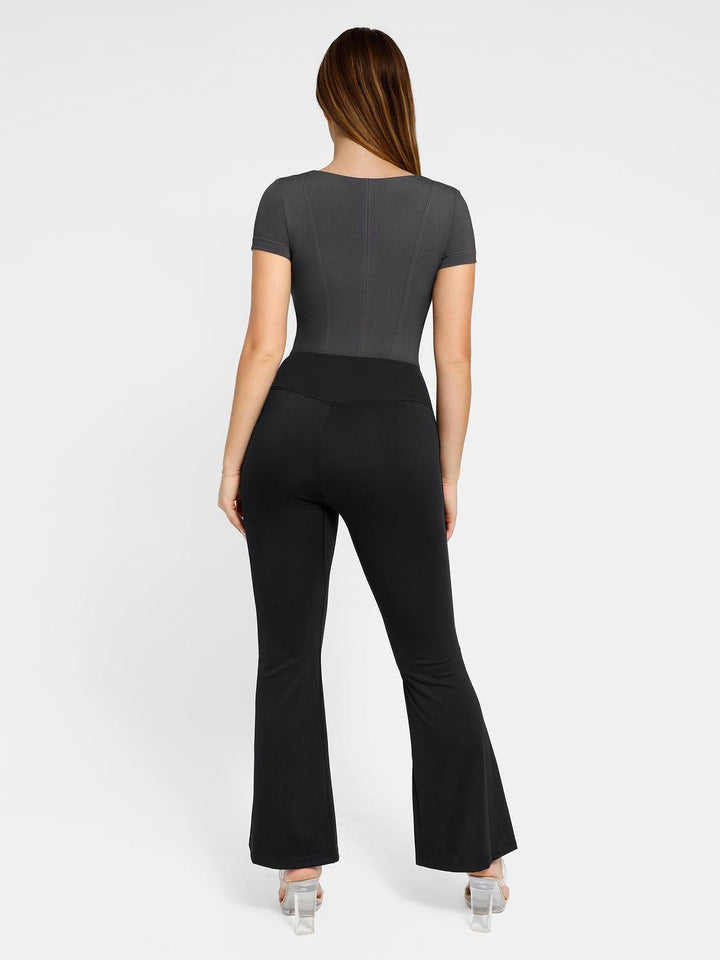 Shapewear Denim Short Sleeve Zip Front Slimming Bodysuit – Popilush®