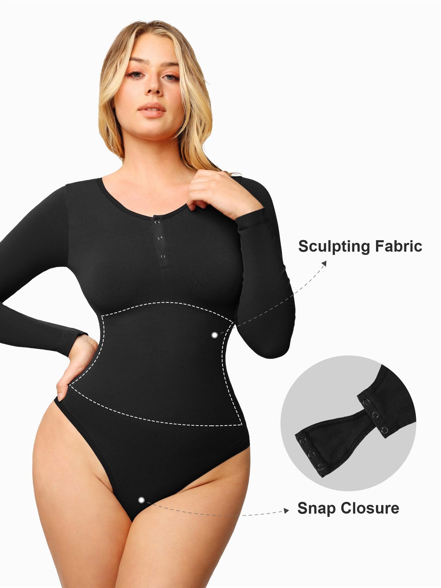 Shapewear Seamless Modal Long Sleeve Henley Bodysuit – Popilush®