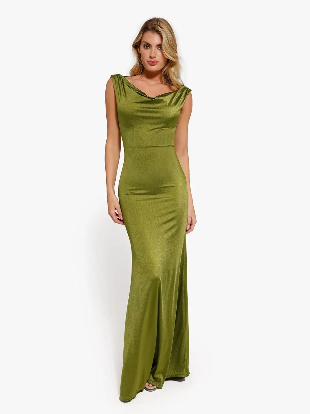 Shapewear Deep V Bias Twist Front Slit Hourglass Maxi Dress – Popilush