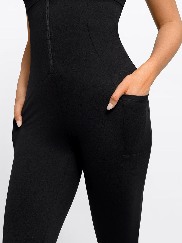 Sleeveless Shapewear Zip Front Jumpsuit | Popilush