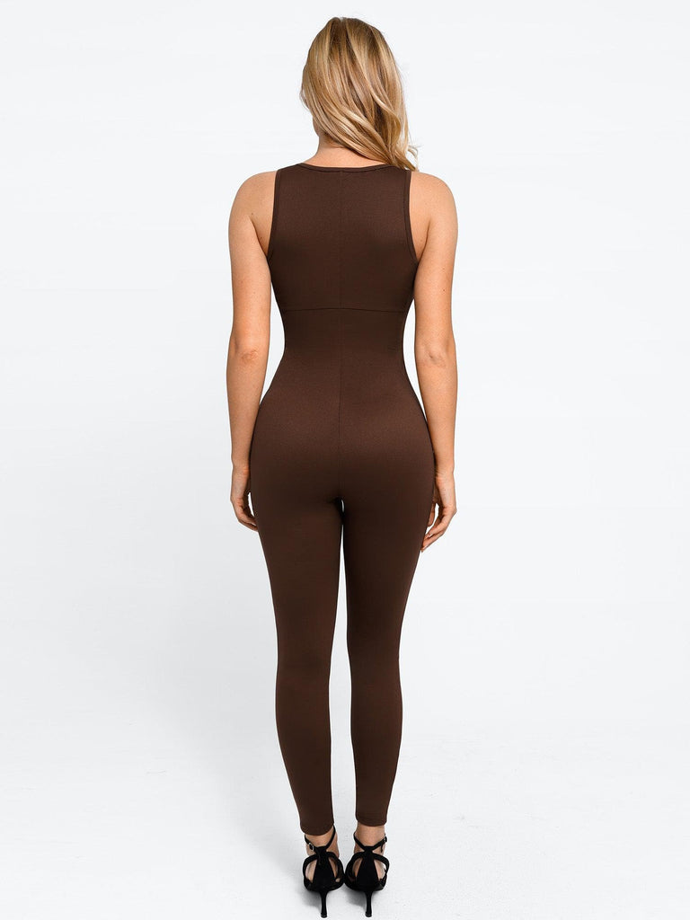 Sleeveless Shapewear Zip Front Jumpsuit | Popilush