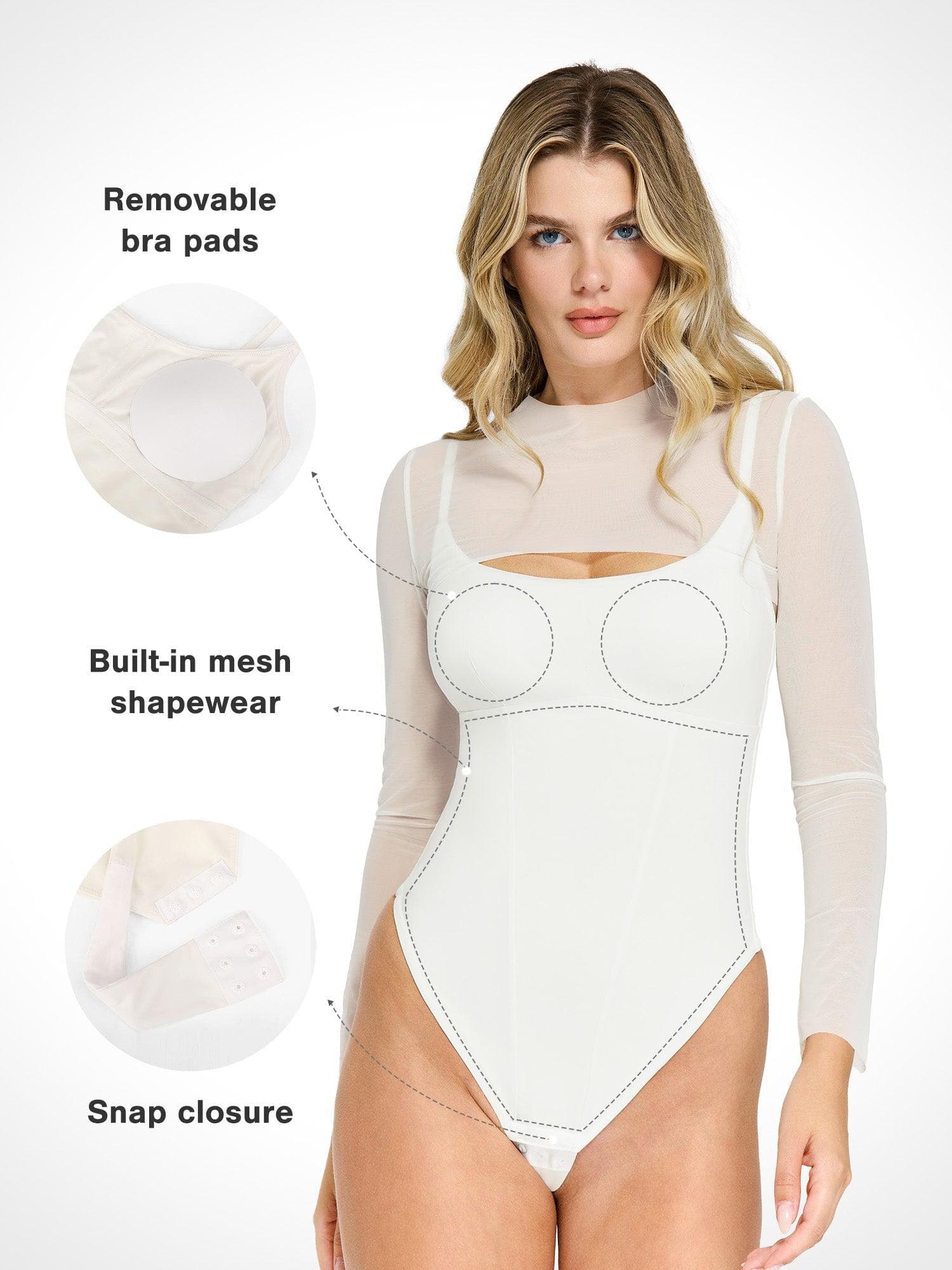 Shapewear Long Sleeve Mesh Shrug Sculpting Bodysuit Set – Popilush®