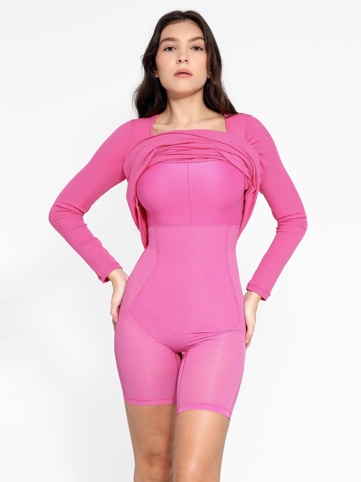 Shapewear Square Neck Long Sleeve Slimming Modal Maxi Dress – Popilush®