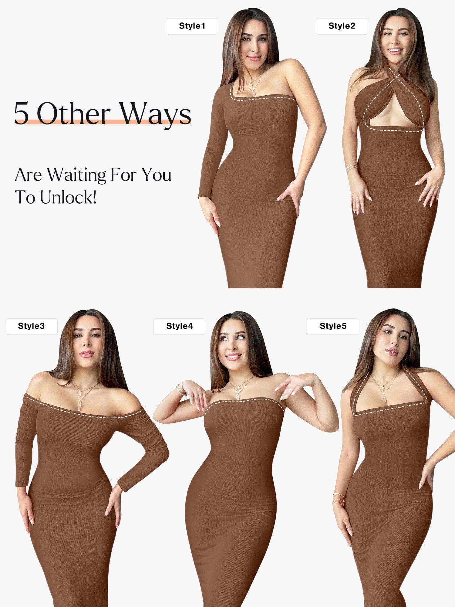 Shapewear Square Neck Long Sleeve Slimming Modal Maxi Dress – Popilush®