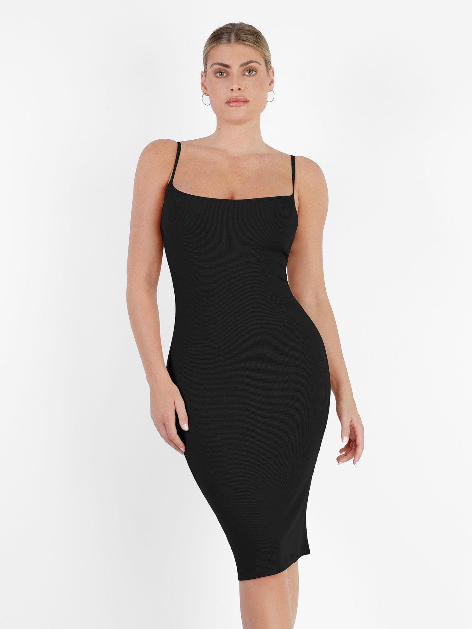 Shapewear Solid Modal Slimming Midi Slip Dress – Popilush®